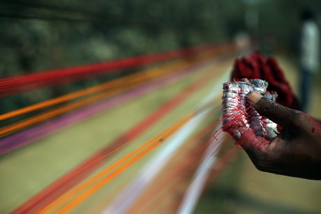 Indian Man Rolls Kite Thread On Editorial Stock Photo - Stock Image ...