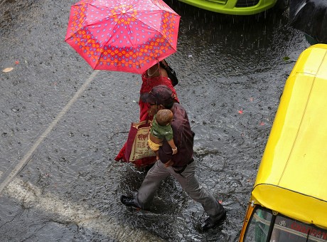 Indian Family Try Avoid Sudden Rain Editorial Stock Photo - Stock Image ...