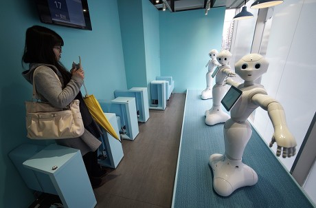 Young Woman Looks Pepper Humanoid Robots Editorial Stock Photo - Stock ...
