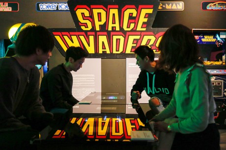 Visitors Gather Play Space Invaders During Editorial Stock Photo ...