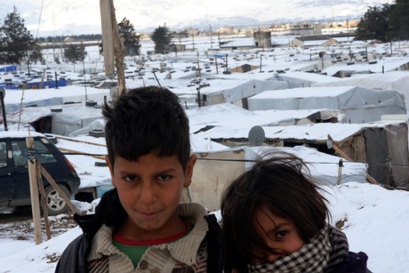 Young Syrian Refugees Stand Snow Outside Editorial Stock Photo - Stock ...
