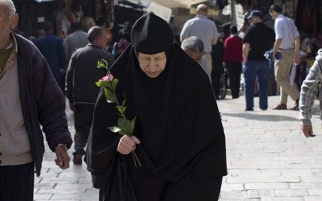 Catholic Nuns Carrying Flower Her Way Editorial Stock Photo - Stock ...