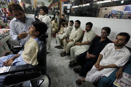Pakistani Barber Shaves Customers Beared Ahead Editorial Stock Photo ...