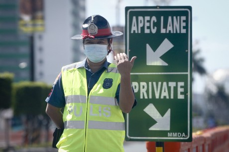 Filipino Traffic Police Officer Standing Entrance Editorial Stock Photo ...