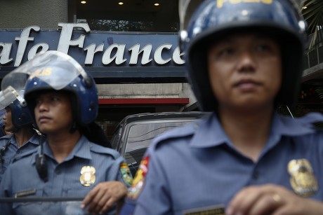 Filipino Riot Police Stand Guard Front Editorial Stock Photo - Stock ...