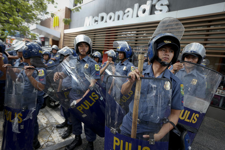 Filipino Riot Police Stand Guard Front Editorial Stock Photo - Stock ...
