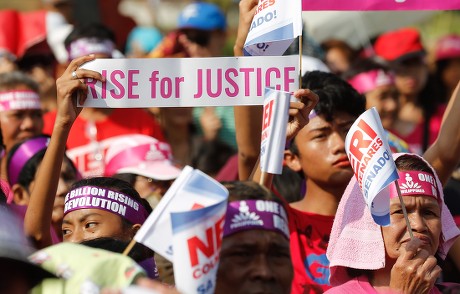 Filipino Raises Placard During One Billion Editorial Stock Photo ...