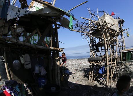 Filipino Boy Climbs Shanty Slum Area Editorial Stock Photo - Stock ...