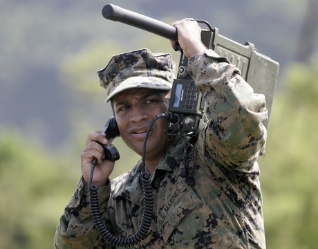 United States Marines Soldier Uses Radio Editorial Stock Photo - Stock ...
