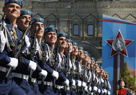 Russian Soldiers Smile While Marching During Editorial Stock Photo ...