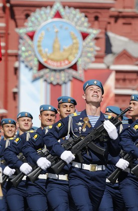 Russian Soldiers Smile While Marching During Editorial Stock Photo ...