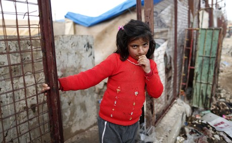 Syrian Refugee Girl Stands Front Refugee Editorial Stock Photo - Stock ...