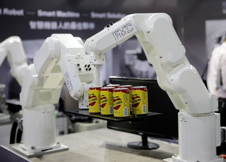Robotic Arms Run Demonstration Sequence During Editorial Stock Photo ...