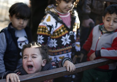 Syrian Refugee Child Cries They Wait Editorial Stock Photo - Stock ...