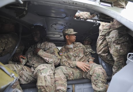 Us Soldiers Sit Inside Armored Military Editorial Stock Photo - Stock ...
