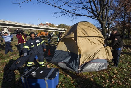 City Workers Remove Tent That Part Editorial Stock Photo - Stock Image ...