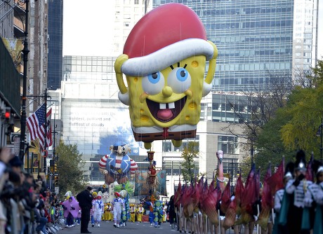 Spongebob Squarepants Balloon Floats Above Central Editorial Stock ...