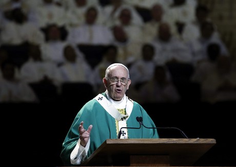 Pope Francis Speaks During Homily He Editorial Stock Photo - Stock ...
