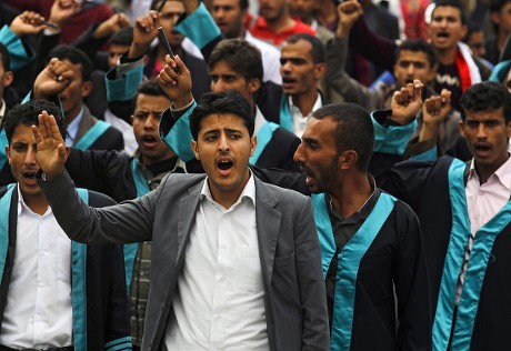 Houthi Supporters Shout Slogans During Rally Editorial Stock Photo ...