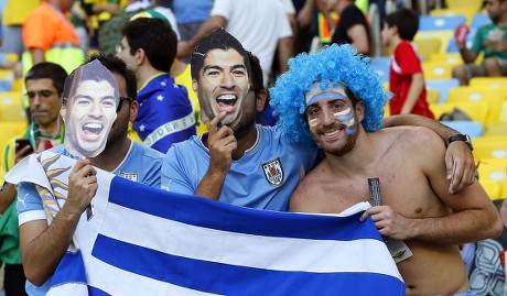 Uruguayan Fans Pose Face Masks Depicting Editorial Stock Photo - Stock ...