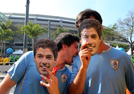 Uruguayan Fans Pose Face Masks Depicting Editorial Stock Photo - Stock ...