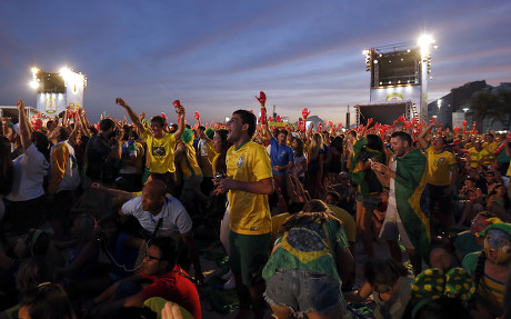 Brazilian Fans Celebrate Watching Fifa World Editorial Stock Photo ...