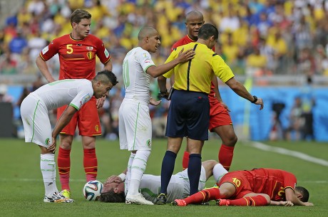 Belgiums Eden Hazard R Algerias Mehdi Editorial Stock Photo - Stock ...