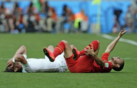 Belgiums Eden Hazard R Algerias Mehdi Editorial Stock Photo - Stock ...