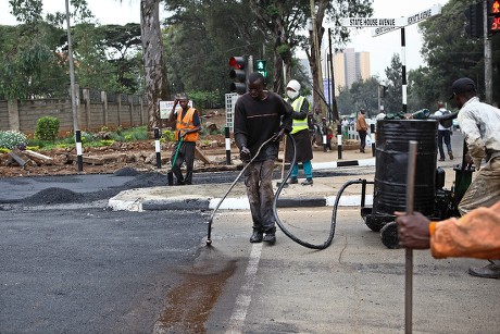 Kenyan Construction Road Workers Replacing Old Editorial Stock Photo ...