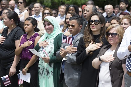 Citizenship Candidates Observe Pledge Allegiance During Editorial Stock ...