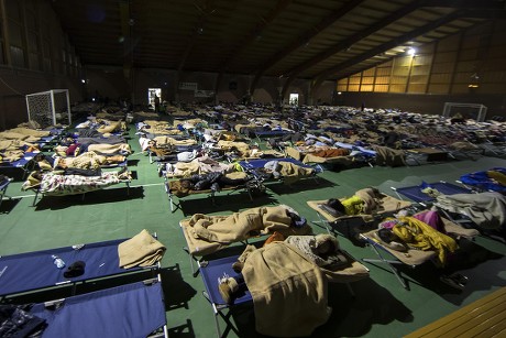 Residents Rest Temporary Shelter Inside Warehouse Editorial Stock Photo ...