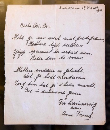 Rare Handwritten Poem By Anne Frank Editorial Stock Photo - Stock Image ...