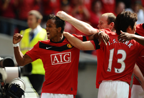 Nani Manchester United Celebrates Scoring Opening Editorial Stock Photo ...