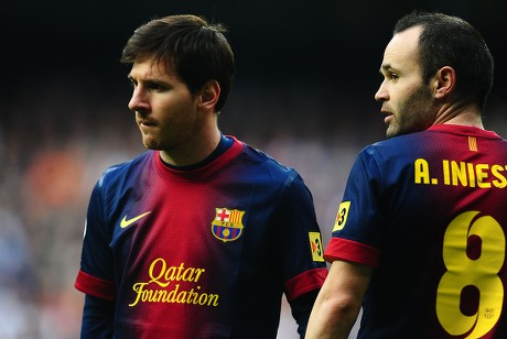 Lionel Messi Barcelona Alongside Andres Iniesta Editorial Stock Photo ...