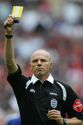 Referee Steve Bennett Shows Yellow Card Editorial Stock Photo - Stock ...