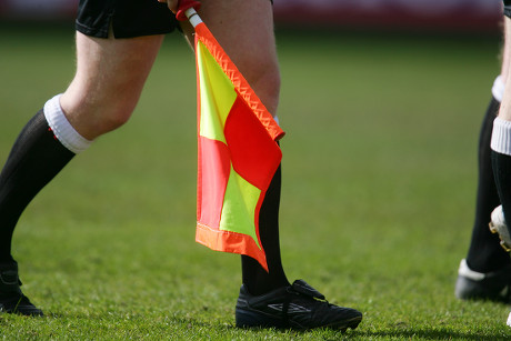 Assistant Referee Red Yellow Flag Linesman Editorial Stock Photo ...