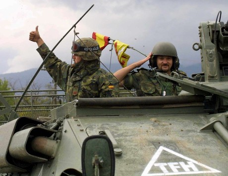 Skopje Macedonia Spanish Officer Gives Thumb Editorial Stock Photo ...