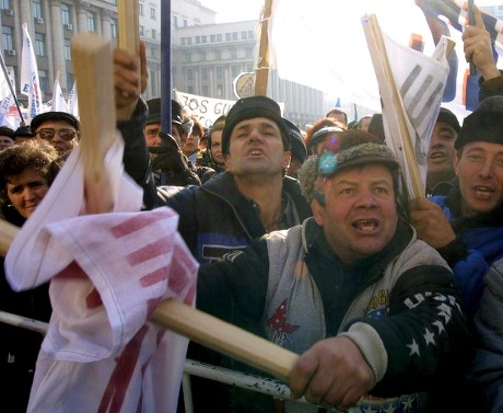 Bucharest Romania Romanian Workers Shout Antigovernment Editorial Stock ...