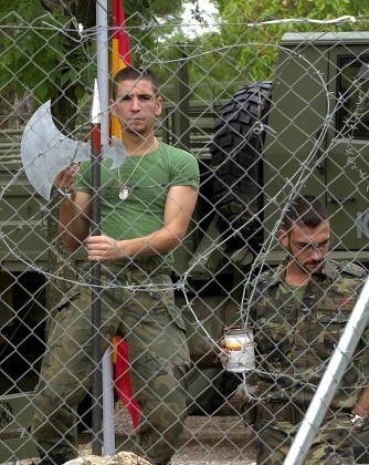 Skopje Macedonia Spanish Soldier Cleans Halberd Editorial Stock Photo ...