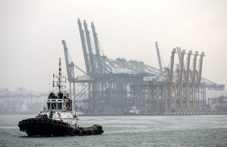 Tugboat Passes Front Container Cranes Tanjong Editorial Stock Photo ...