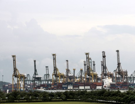 Tugboat Passes Front Container Cranes Tanjong Editorial Stock Photo ...