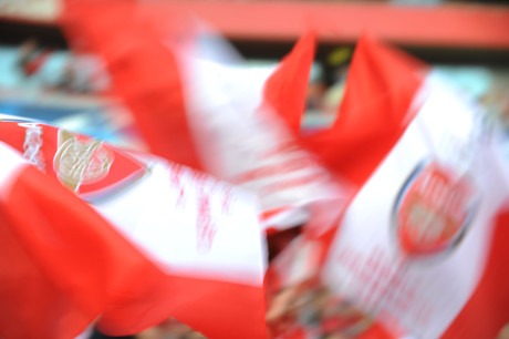 Arsenal Fans Wave Flags Before Kick Editorial Stock Photo - Stock Image ...