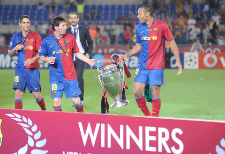 Lionel Messi Thierry Henry Barcelona Celebrate Editorial Stock Photo ...