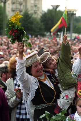 Lithuanian People Gather On Square Independence Editorial Stock Photo ...