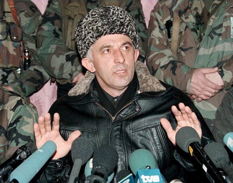 Chechen Presidential Candidate Aslan Maskhadov Gestures Editorial Stock ...