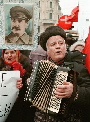 Elderly Stalinist Plays Accordeon Singing Military Editorial Stock ...