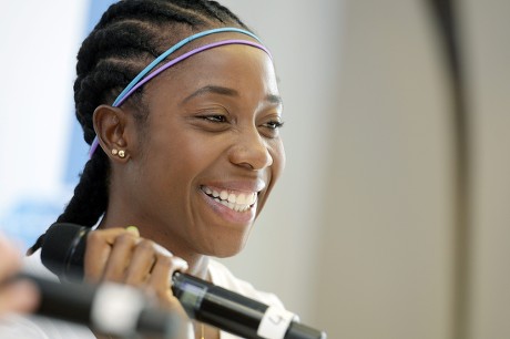Jamaican Sprinter Shellyann Fraserpryce During Press Editorial Stock ...