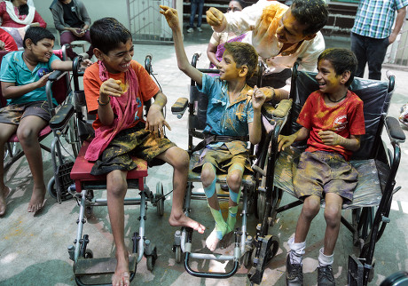 Disabled Indian Children Faces Smeared Powdered Editorial Stock Photo ...