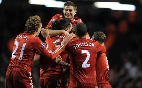 Steven Gerrard Liverpool Smiles He Celebrates Editorial Stock Photo ...