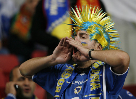 Bosniaherzegovina Fan Shouts His Team Wearing Editorial Stock Photo ...